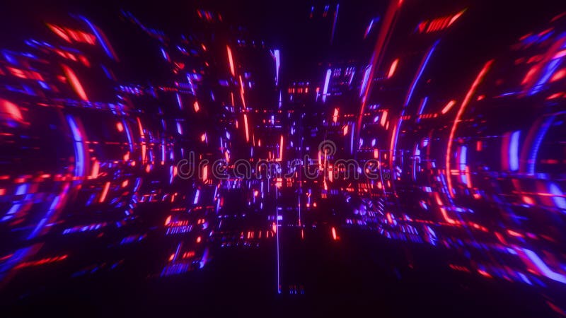 Cyber Lattice Red-blue Hypergrid Flow Glitch Transition Loop Animated ...