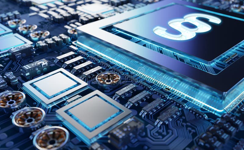 Cyber Law on a GPU Concept 3D Rendering Stock Illustration ...