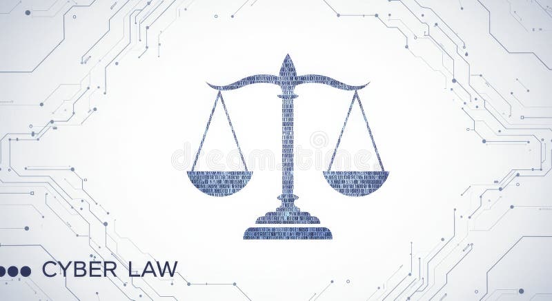 Cyber Law Scales: Digital Justice and Binary Code Stock Illustration ...