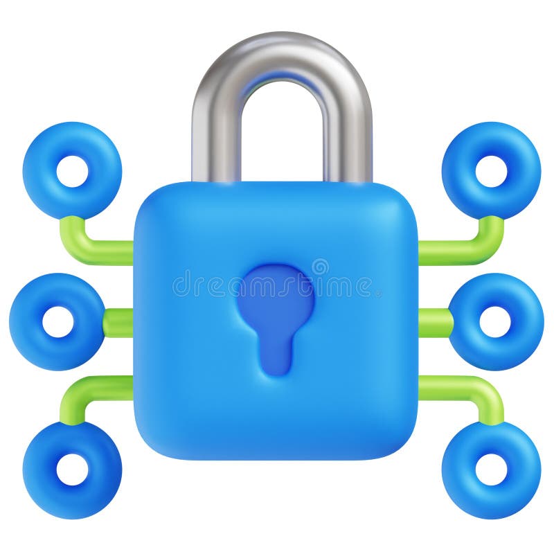 Cyber lock 3D icon stock illustration. Illustration of render - 295499217