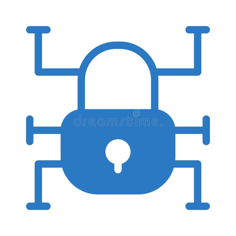 Cyber Lock Glyph Flat Vector Icon Stock Vector - Illustration of lock ...