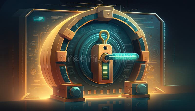 Cyber Lock and Key Abstract Illustration. Cyber Security Concept Stock ...