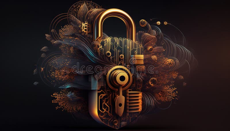 Cyber Lock and Key Abstract Illustration. Cyber Security Concept Stock ...