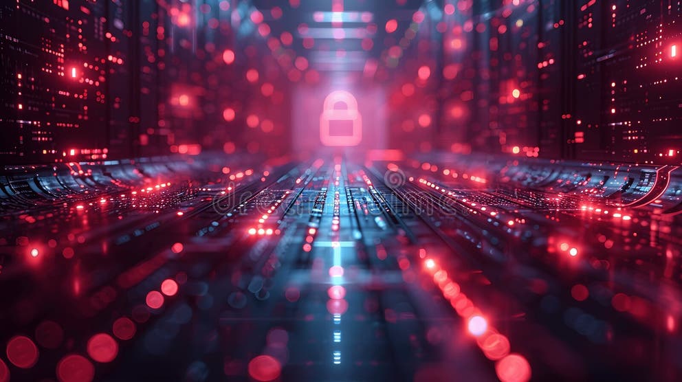 Cyber Lock Over a Sea of Code. Stock Illustration - Illustration of ...