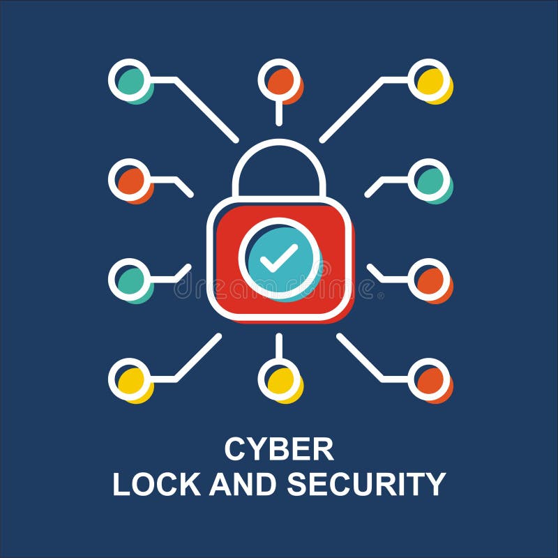 Cyber Lock and Security Icon Design. Stock Vector - Illustration of ...