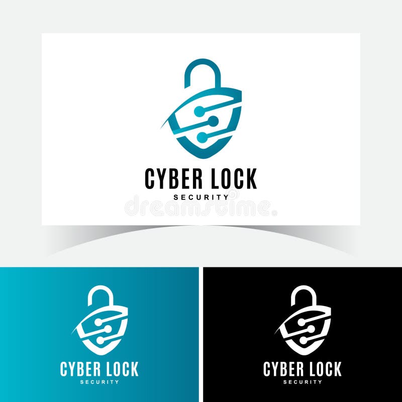 Cyber Lock Security Logo Design Template. Stock Vector - Illustration ...