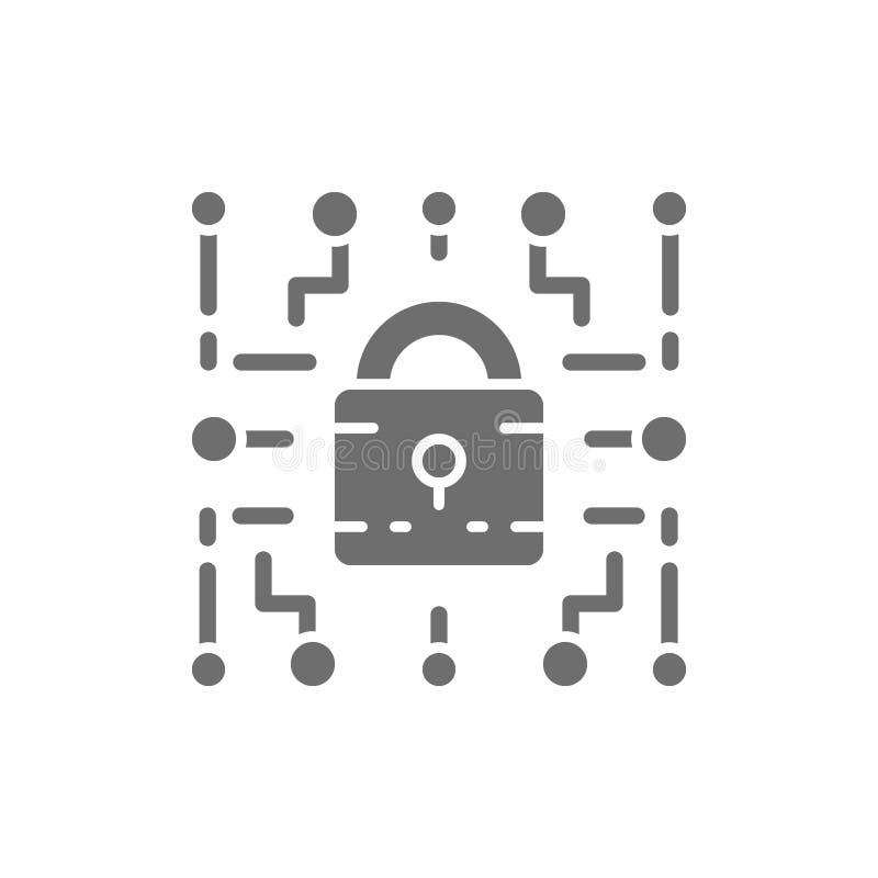 Cyber Lock, Web Security, Cryptography Grey Icon. Stock Vector ...