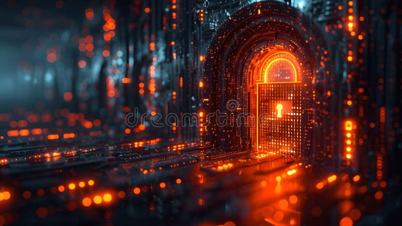 Cyber Locks: Guardians of the Code Matrix. Stock Illustration ...