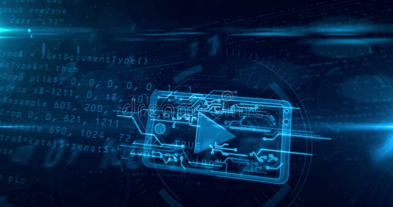 Cyber Media Concept with Mobile Player Loopable Animation Stock Footage ...
