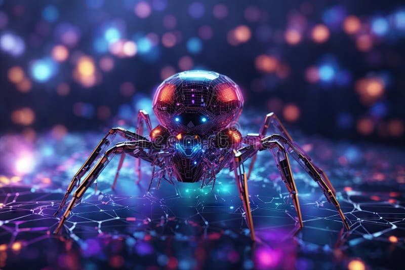 Cyber Microchip Spider Networked. Ai Generative Stock Illustration ...