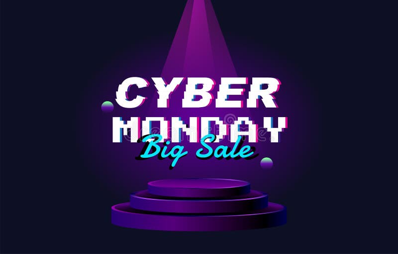 Cyber Monday Banner with Podium Design and Shop Button Concept Stock ...