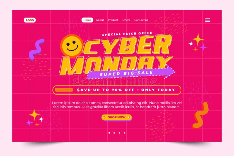 Cyber Monday Landing Page Design Template is Easy To Customize Stock ...