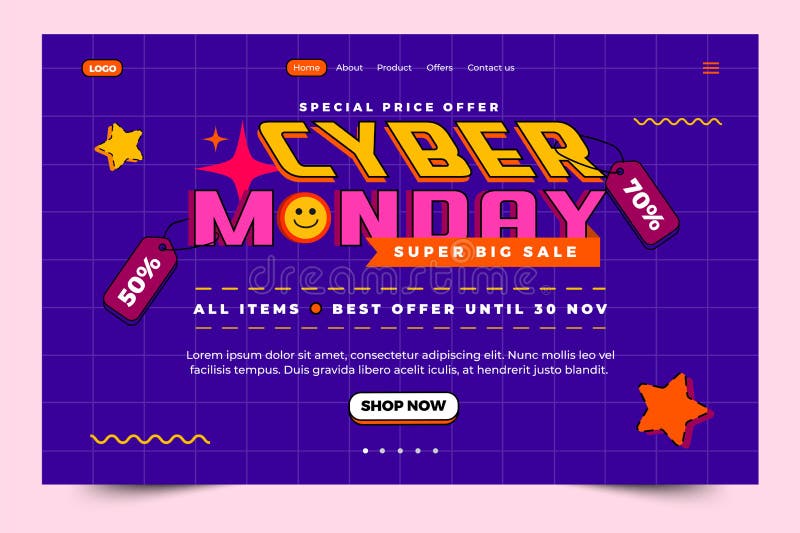 Cyber Monday Landing Page Design Template is Easy To Customize Stock ...