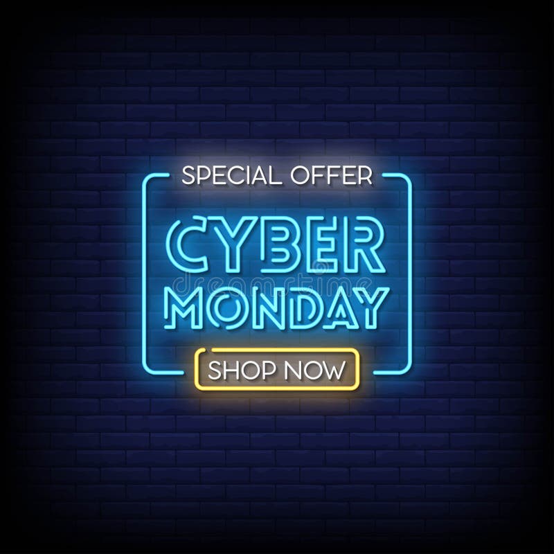 Cyber Monday Neon Signs Style Text Vector Stock Vector - Illustration ...