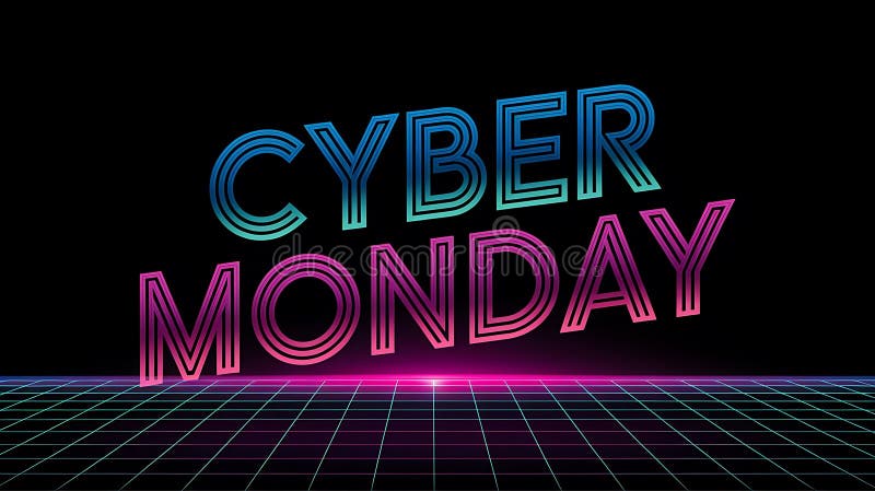 Cyber Monday Pink Purple Blue Gradient Text Effect Web Banner Design on ...