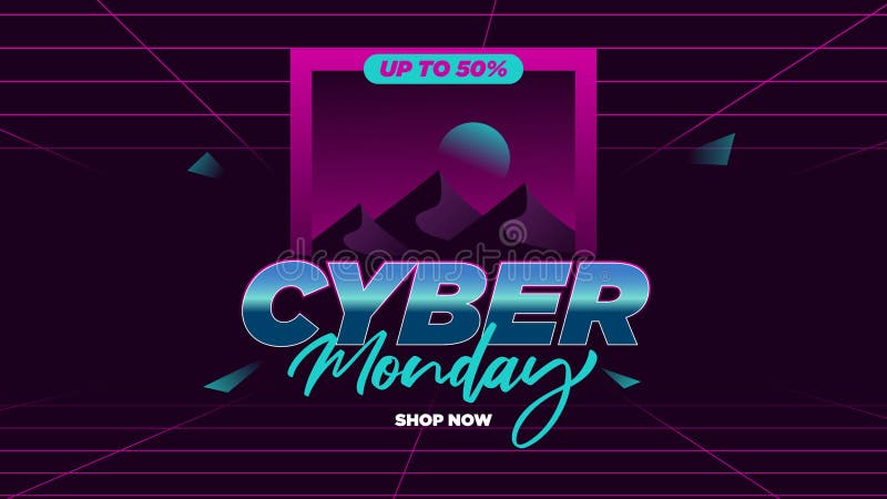 Cyber Monday Retro Futuristic Background Text Effect Font Type Stock ...