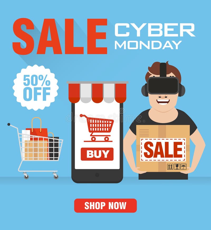 Cyber Monday Sale 50 Off Concept Modern Design Flat Stock Vector ...