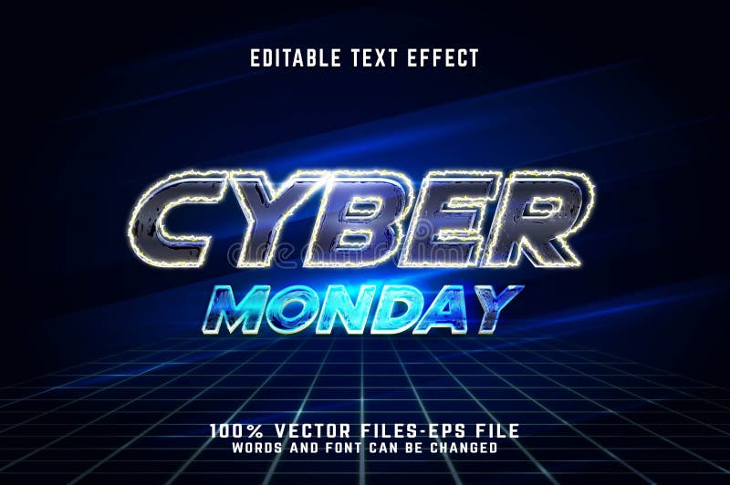Cyber Monday Vector Text Effect Editable Stock Vector - Illustration of ...
