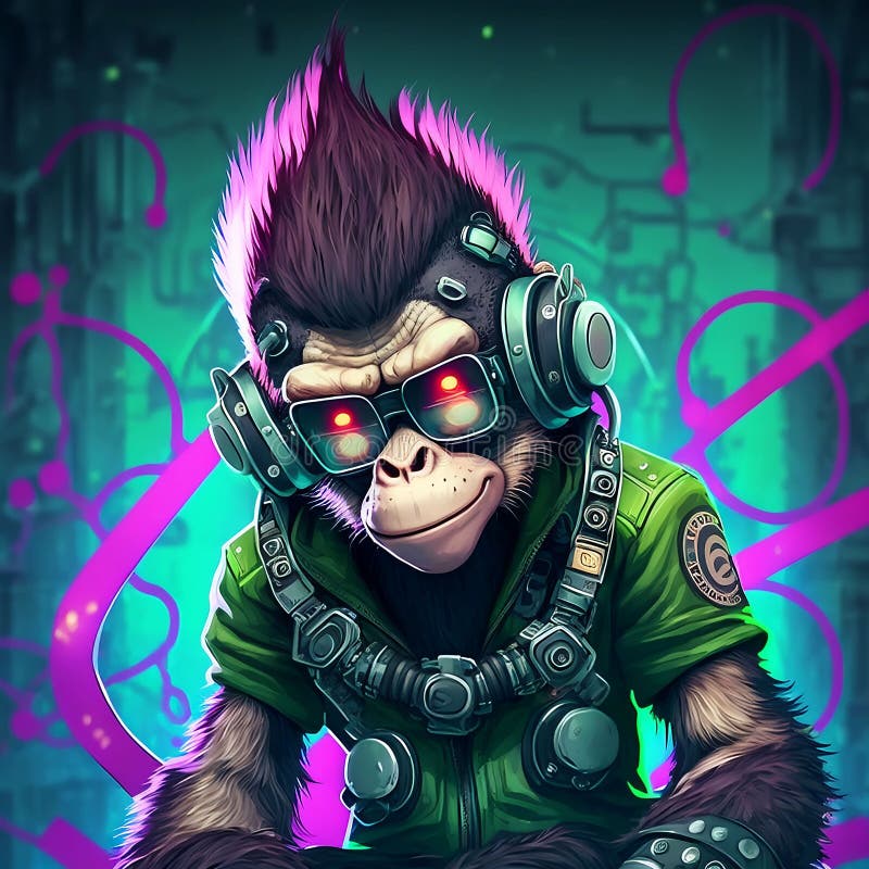 Cyber Monkey stock illustration. Illustration of mascot - 268190933