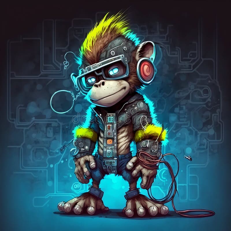 Cyber Monkey stock illustration. Illustration of traitt - 268191640