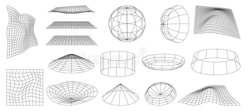 Cyber Neo Futuristic Grids, 3d Mesh Objects Stock Vector - Illustration ...