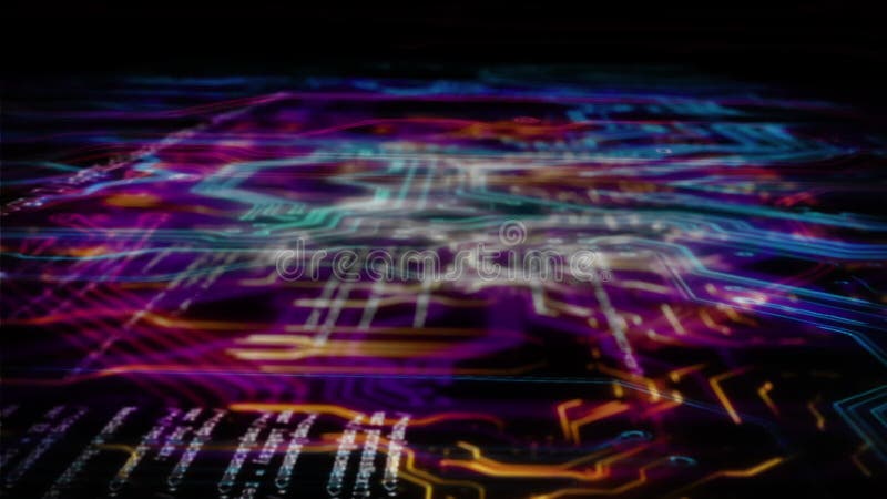 Cyber Neon Microchip Hardware Circuit Board with a Futuristic Abstract ...