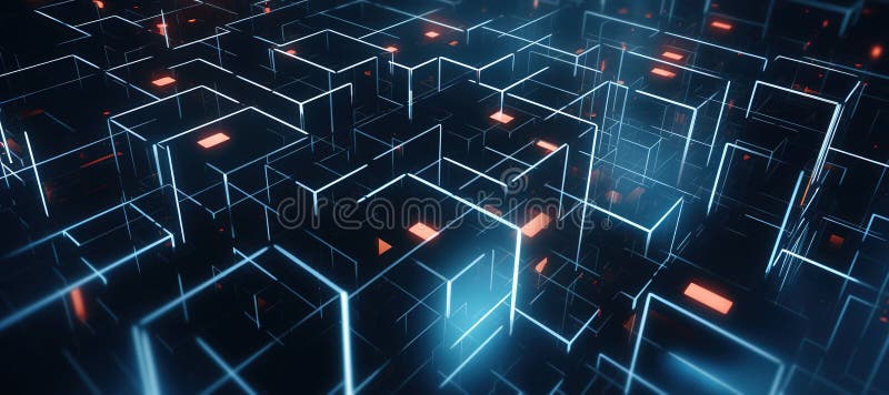 Cyber Network Data Program Background, Technology Stock Illustration ...