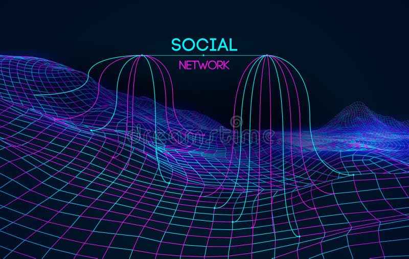 Cyber Network Grid Landscape for Social Media Concept Stock Vector ...
