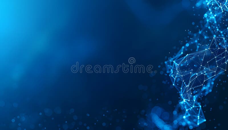 Cyber Network Nodes and Particles on Abstract Blue Background Stock ...