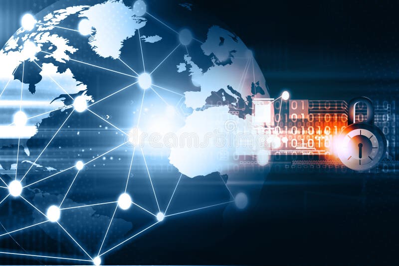 Cyber Network 3D Illustration. Cloud Technology. Blockchain And ...