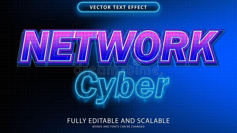 Cyber Network Text Effect Editable Eps File Stock Vector - Illustration ...