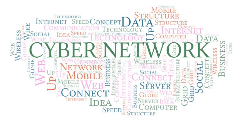 Cyber Network word cloud. stock illustration. Illustration of card ...