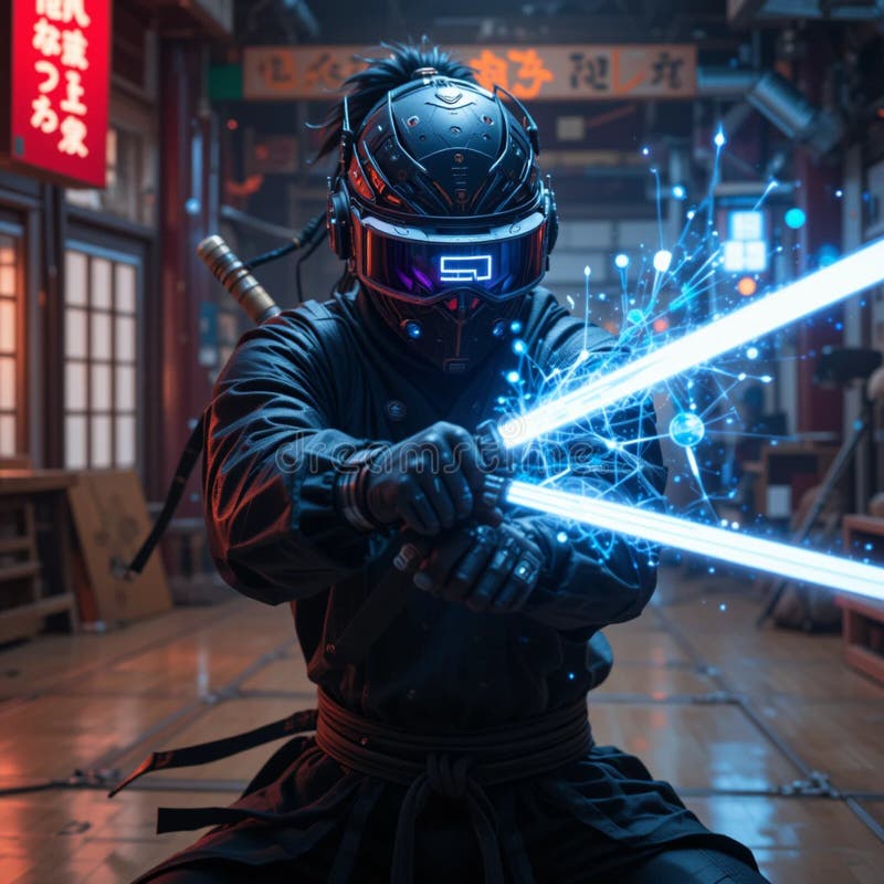 A Cyber Ninja with Augmented Reality Vision Fighting Inside a Digital ...