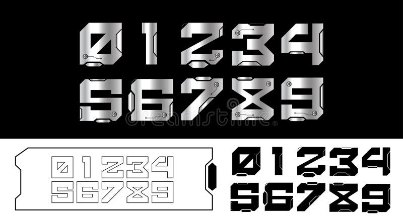 Isolate Silver Cyber Number, Futuristic Grphic Elements Stock Vector ...