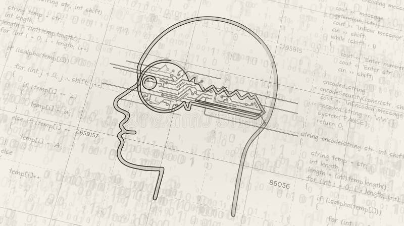 Cyber Privacy in Cyberspace Futuristic Sketch Stock Illustration ...