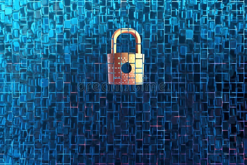 Cyber Protection, Locking Lock. Background Stock Illustration ...