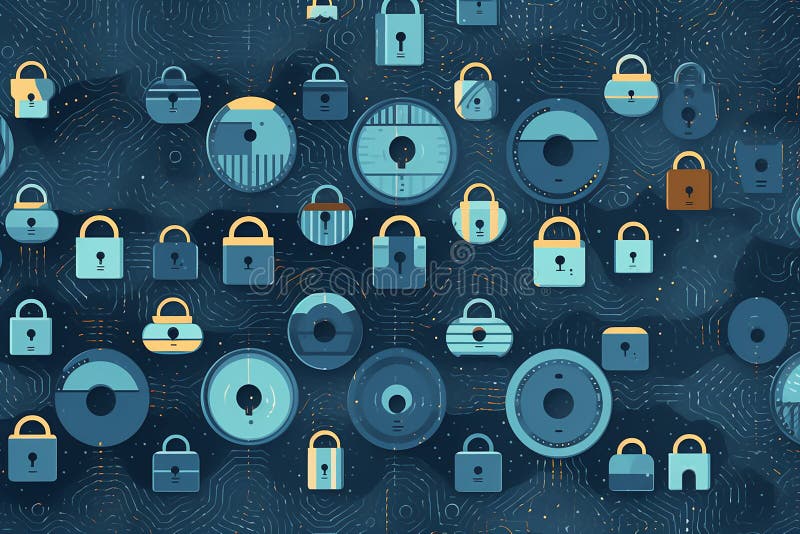 Cyber Protection, Locking Lock. Background Stock Illustration ...