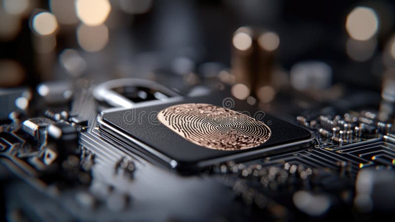 Cyber Protection: Visual of a Secure Padlock, Digital Fingerprint Trail ...