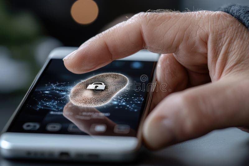 Cyber Protection: Visual of a Secure Padlock, Digital Fingerprint Trail ...