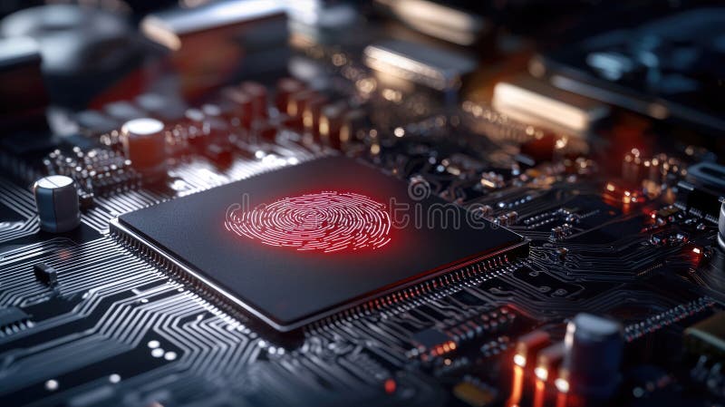 Cyber Protection: Visual of a Secure Padlock, Digital Fingerprint Trail ...