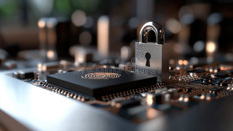 Cyber Protection: Visual of a Secure Padlock, Digital Fingerprint Trail ...