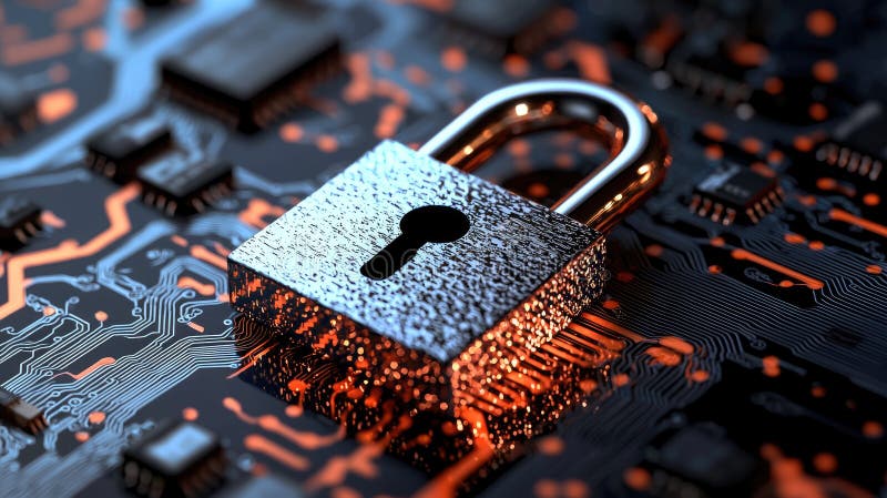 Cyber Protection: Visual of a Secure Padlock, Digital Fingerprint Trail ...