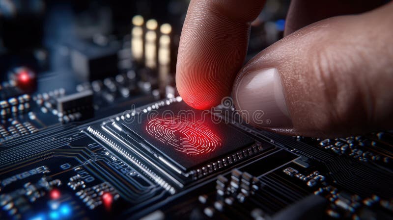 Cyber Protection: Visual of a Secure Padlock, Digital Fingerprint Trail ...