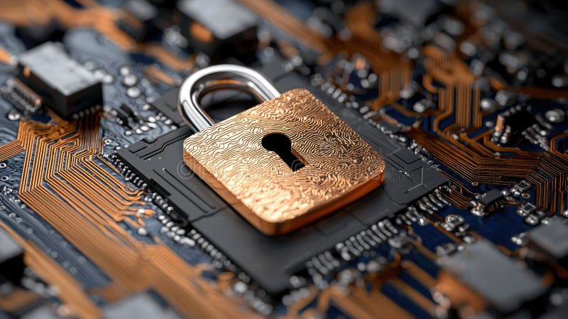 Cyber Protection: Visual of a Secure Padlock, Digital Fingerprint Trail ...