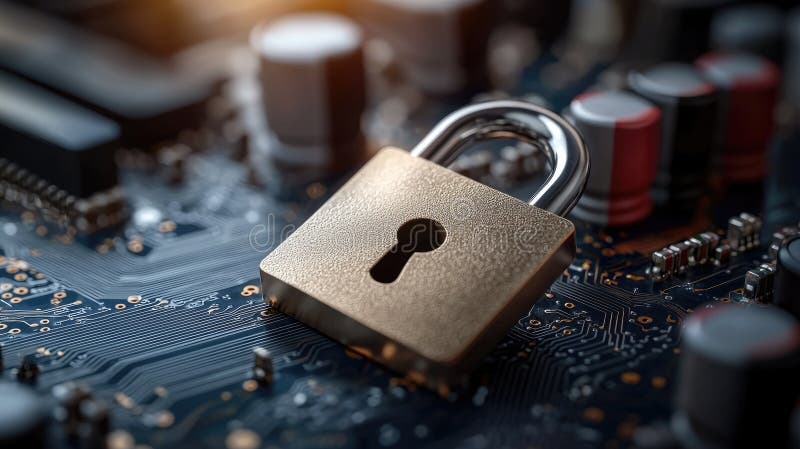 Cyber Protection: Visual of a Secure Padlock, Digital Fingerprint Trail ...