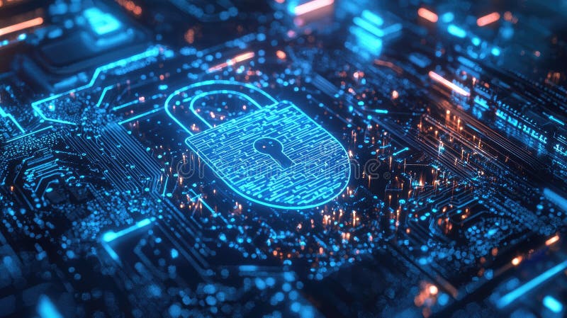 Cyber Protection: Visual of a Secure Padlock, Digital Fingerprint Trail ...