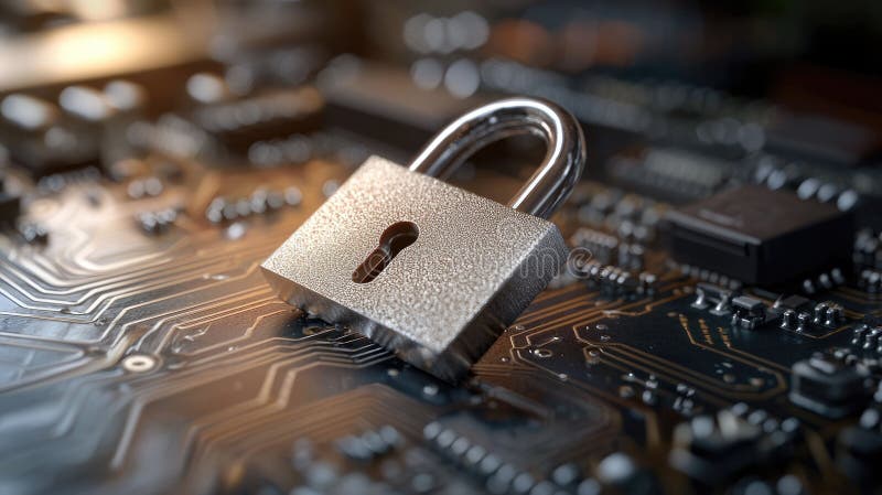 Cyber Protection: Visual of a Secure Padlock, Digital Fingerprint Trail ...