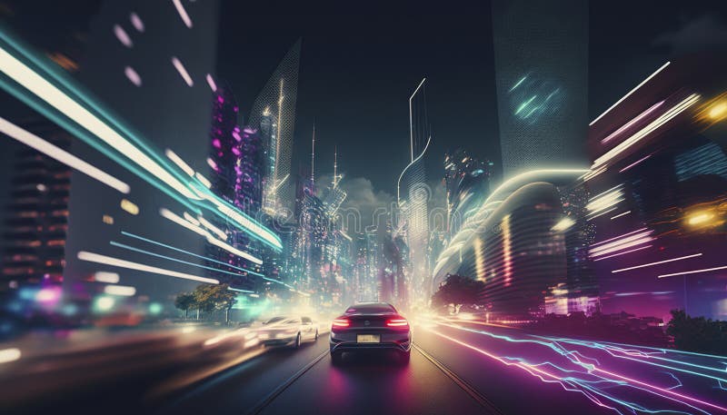 Cyber Punk City. Generative AI Stock Illustration - Illustration of ...