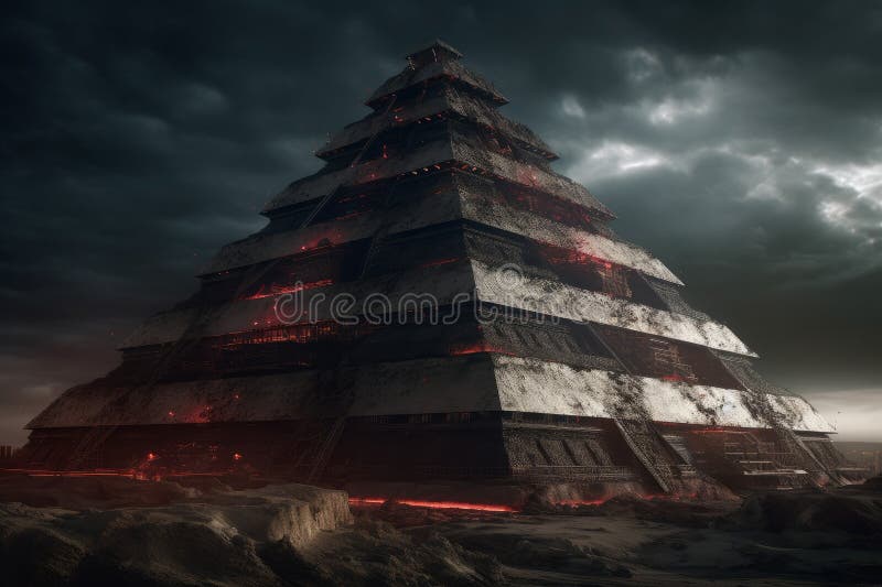 Cyber Pyramid Neon. Generate Ai Stock Photo - Image of network, city ...