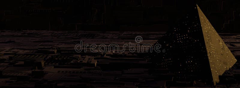 Cyber Pyramid in Night City Background Stock Illustration ...